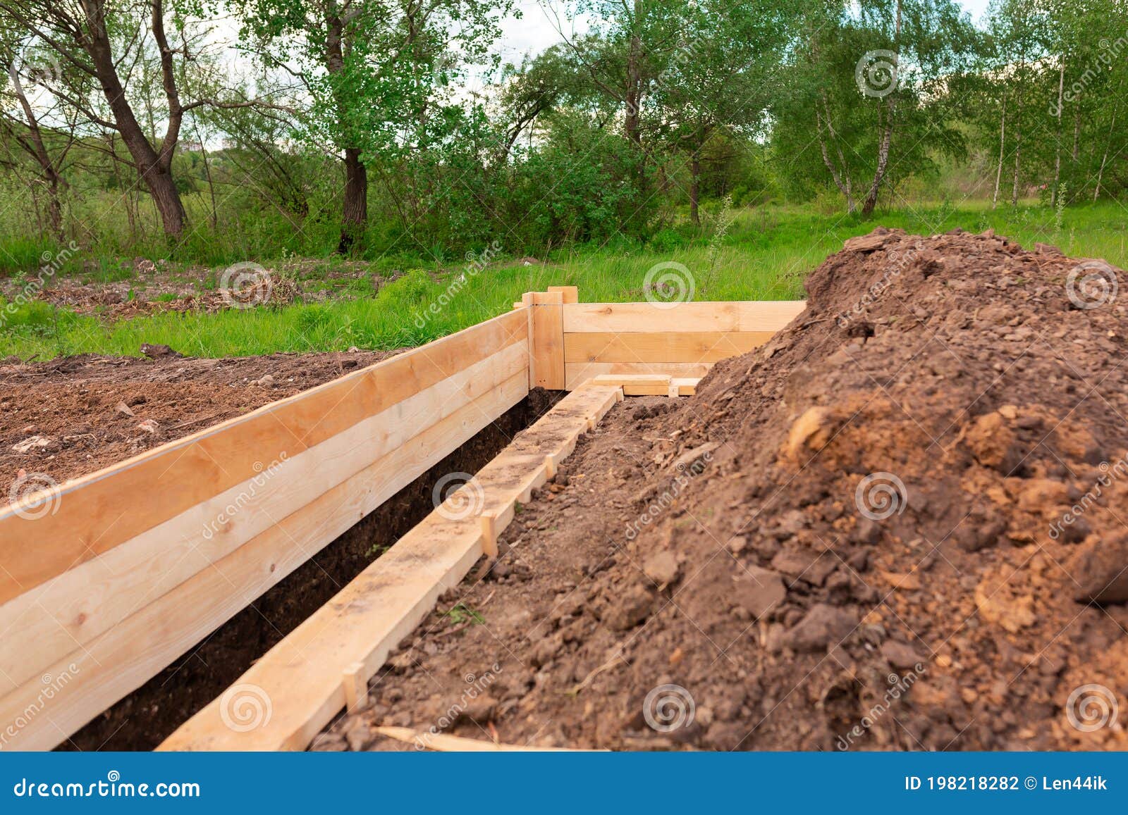 Wooden Formwork for New House Strip Foundation Stock Photo - Image of ...