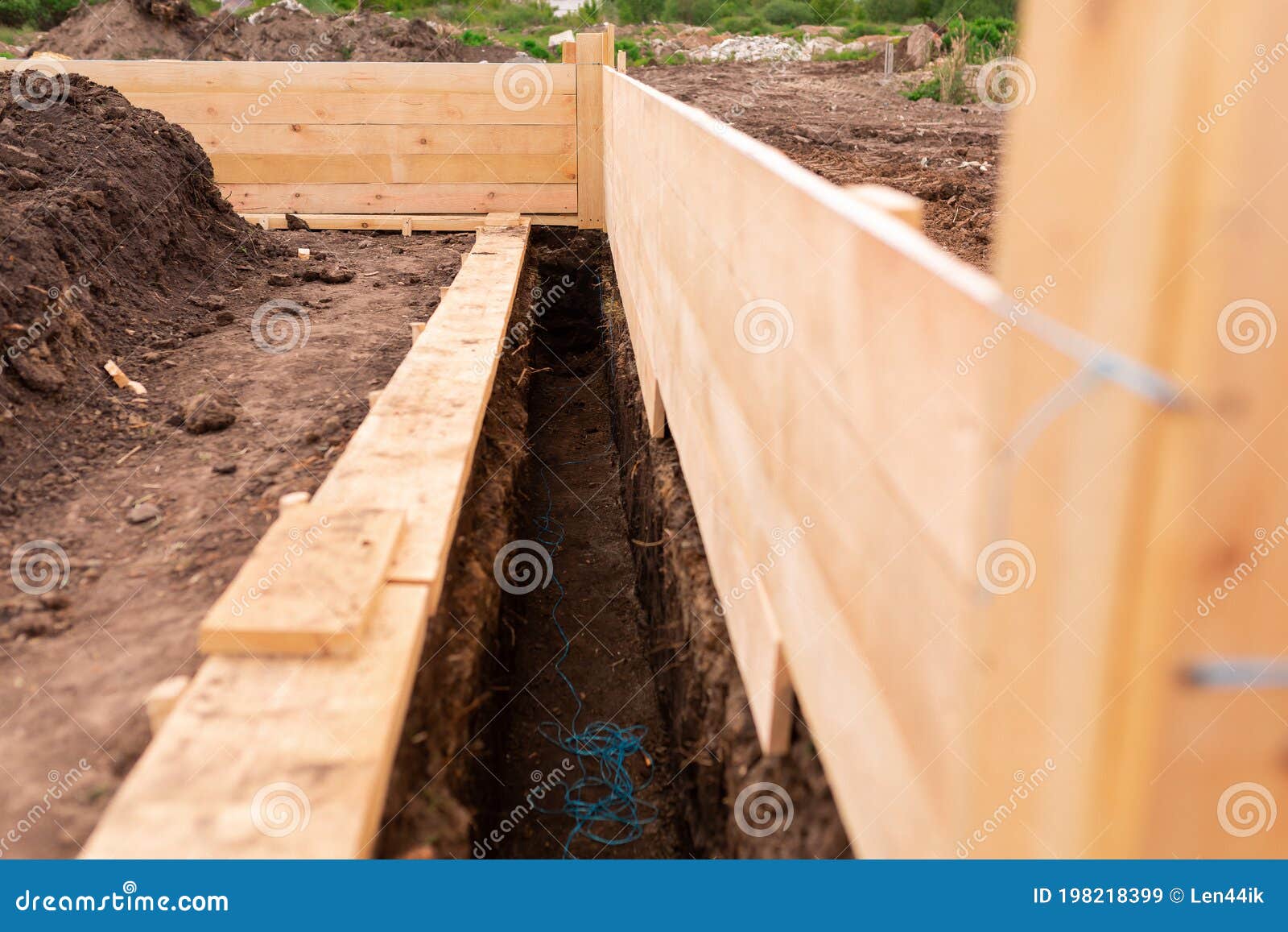 Wooden Formwork for New House Strip Foundation Stock Image - Image of ...