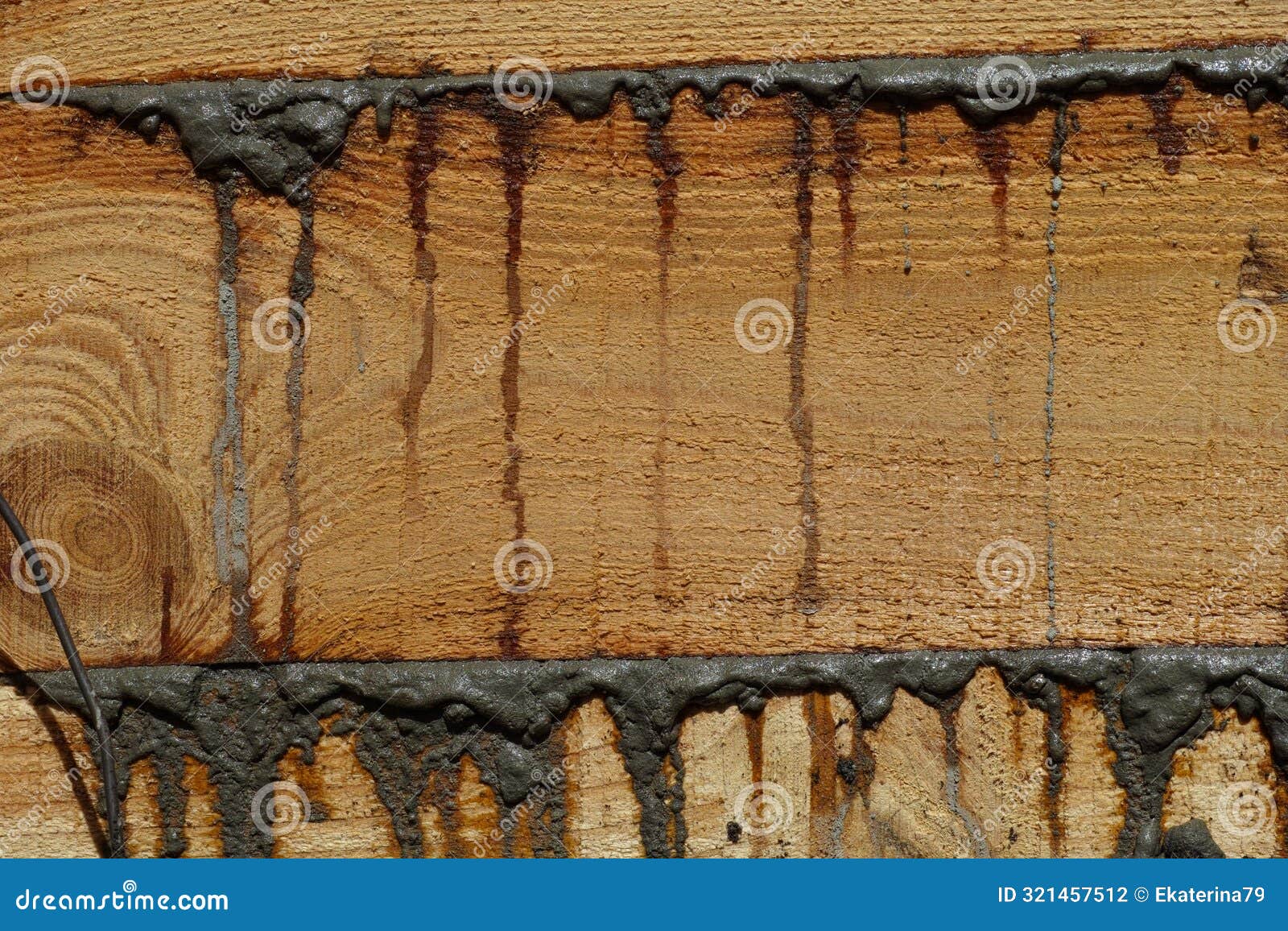Wooden Formwork with Wet Cement Leaking from it. Closeup Stock Photo ...