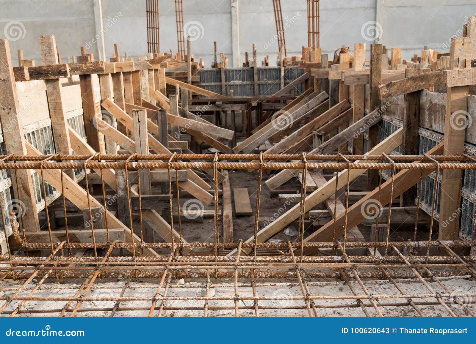 Wooden formwork. stock image. Image of design, reinforcement - 100620643
