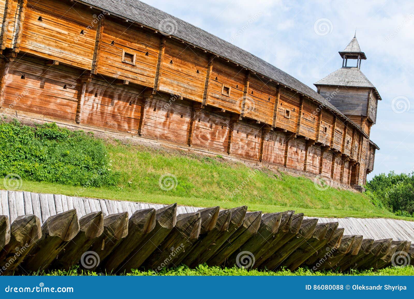 Wooden fort with palisade stock photo. Image of antique - 86080088
