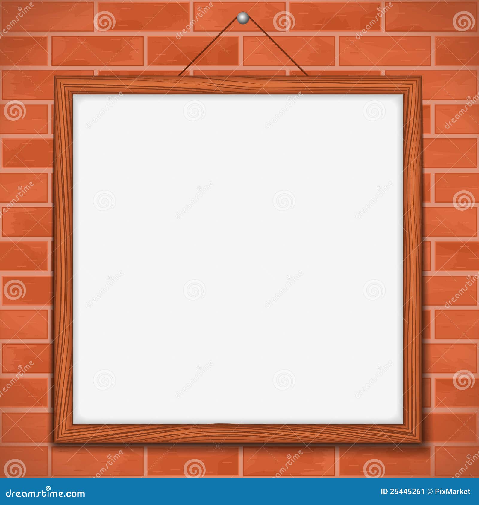 Wooden frame on brick wall stock vector. Illustration of vintage - 25445261