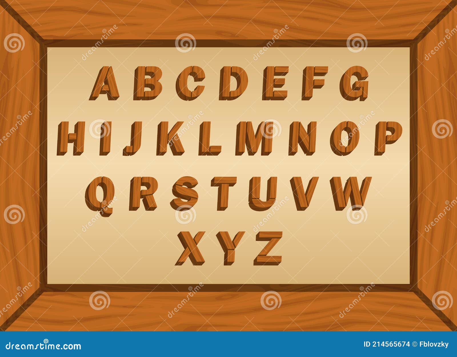 Wooden Frame and 3d Wooden Letters Stock Vector - Illustration of font ...