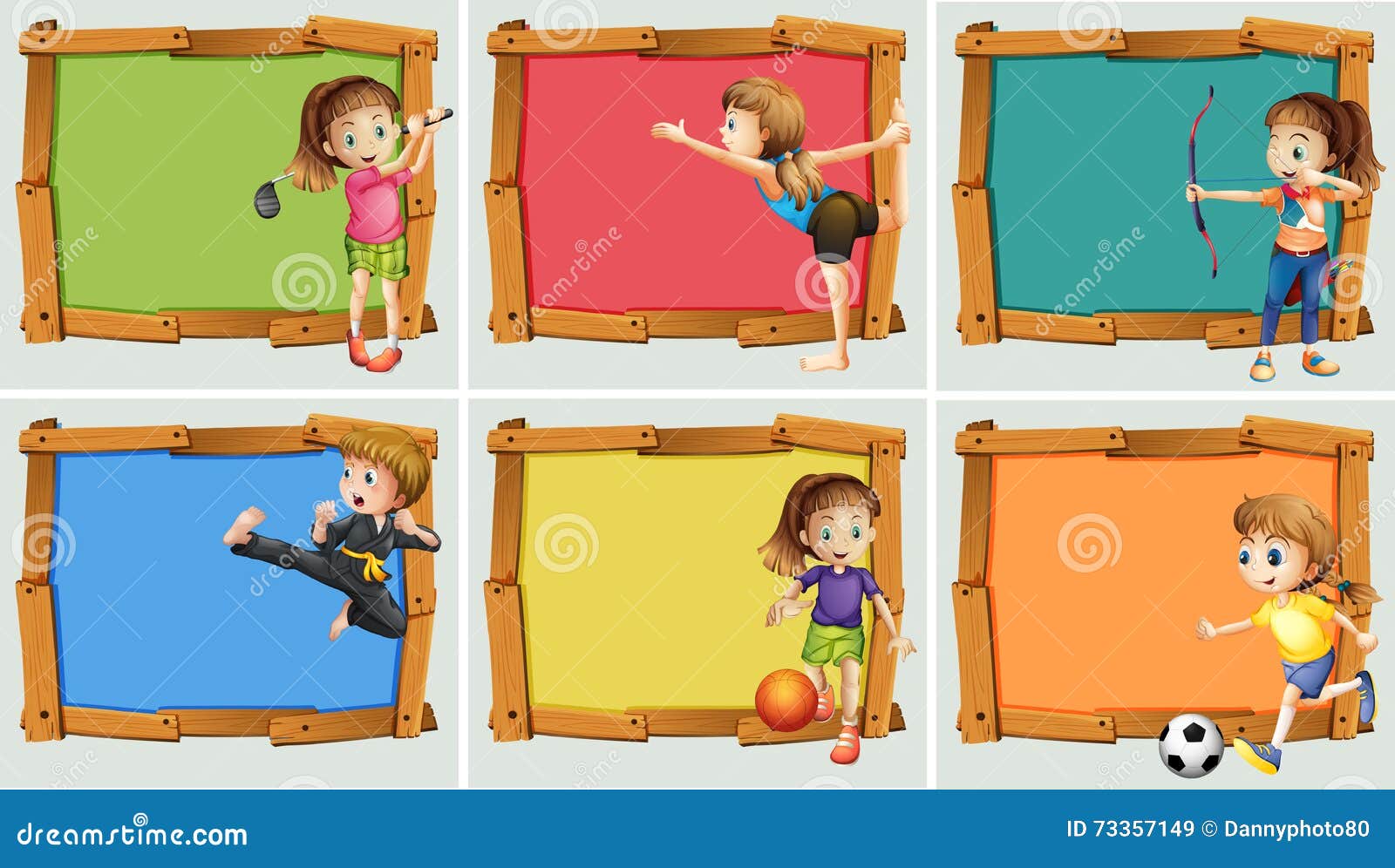 Wooden Frame Design with May Sports Stock Vector - Illustration of clip ...