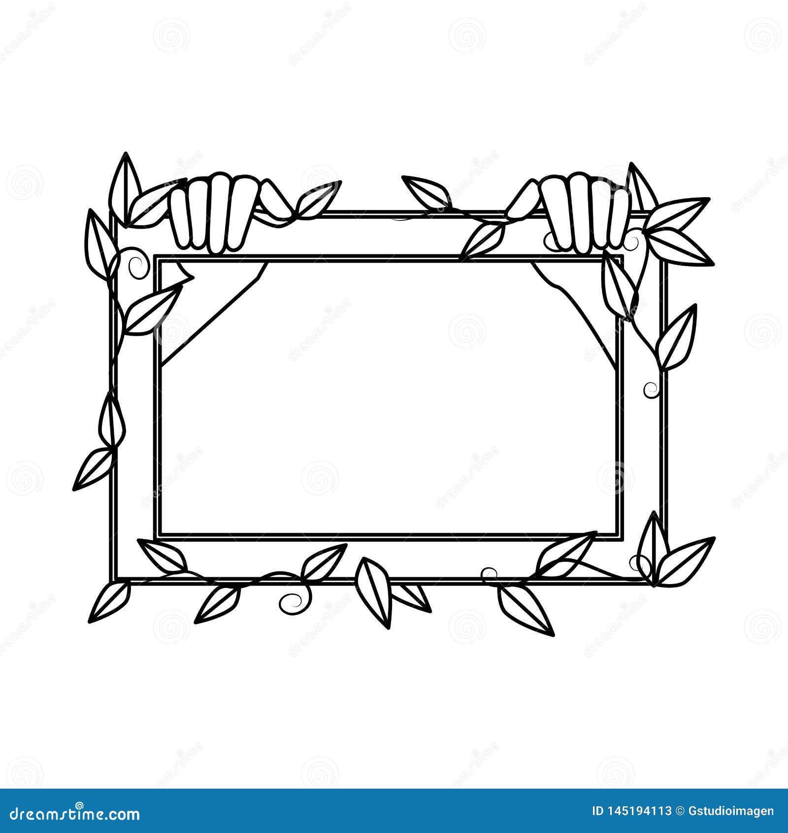 Wooden Frame with Ecology Leafs Plants Stock Vector - Illustration of ...