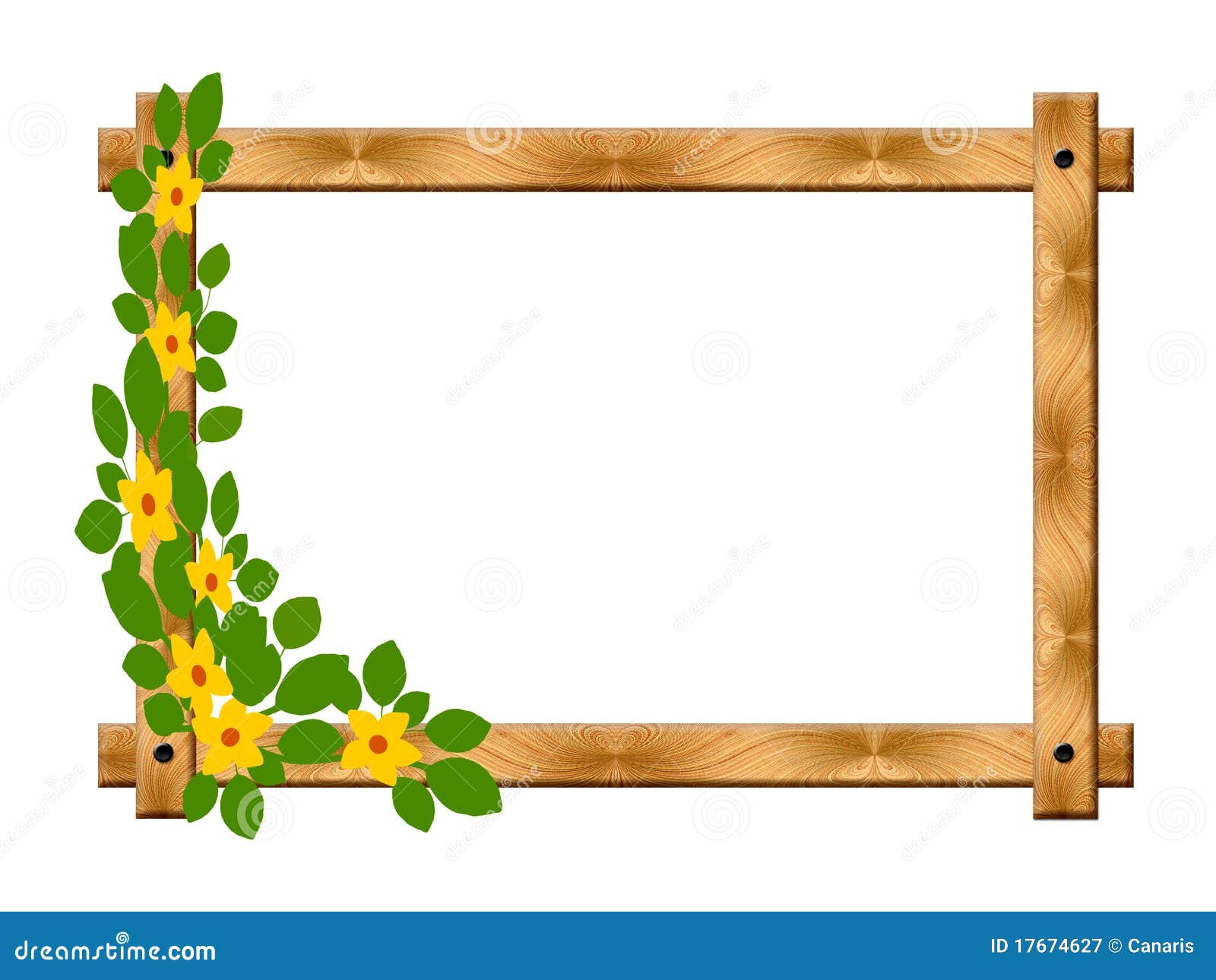 Wooden frame with flowers stock illustration. Illustration of wood ...