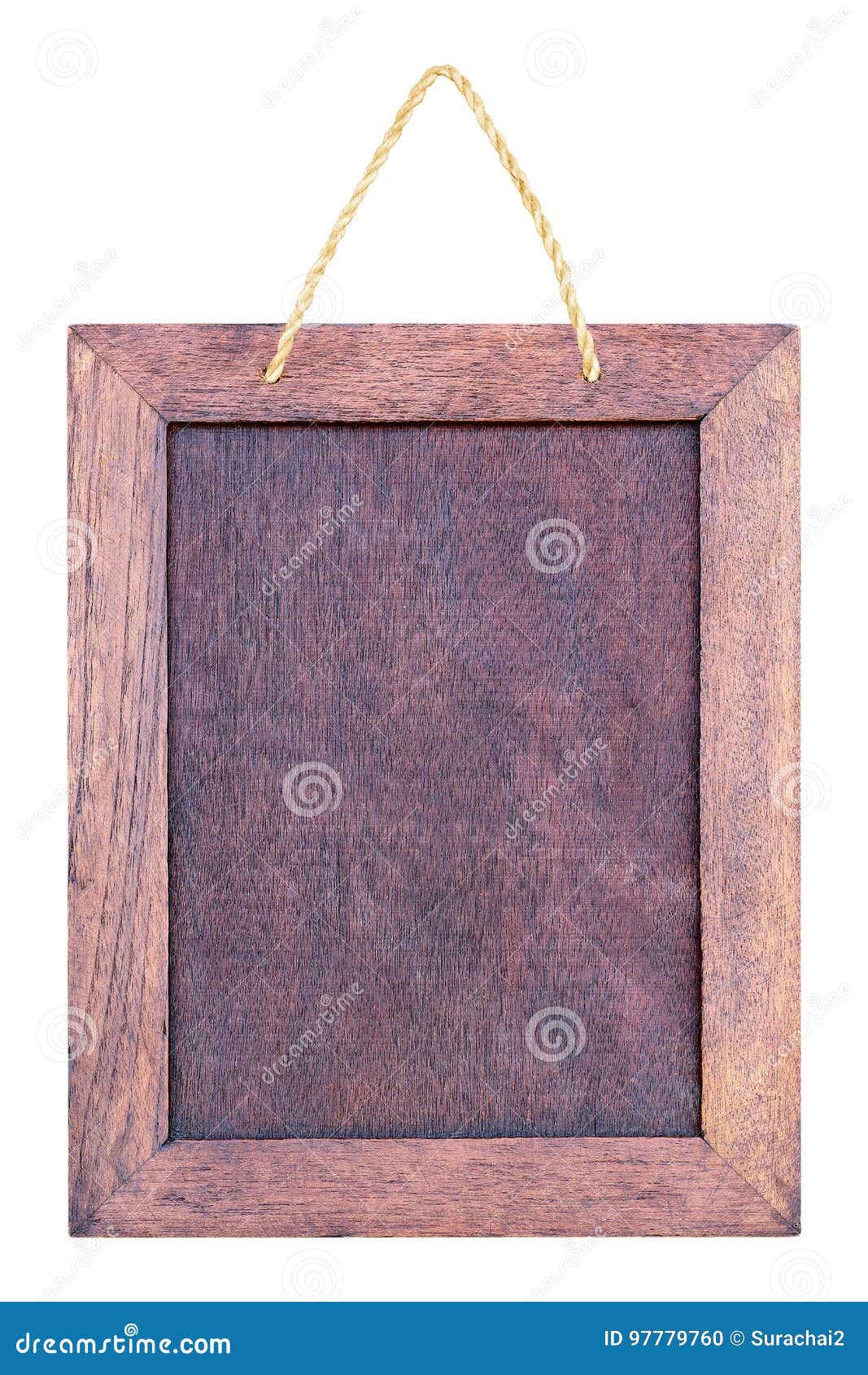 Wooden Frame Hanging on Rope on White Stock Photo - Image of plank ...