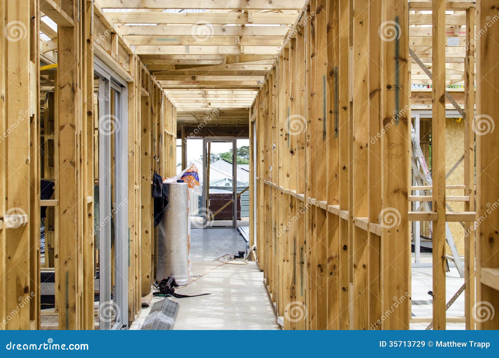 Wooden Frame of a House Under Construction Stock Image - Image of ...