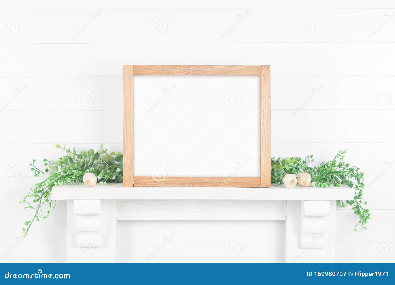 Wooden Frame on a Light Background - Light Background Stock Image ...