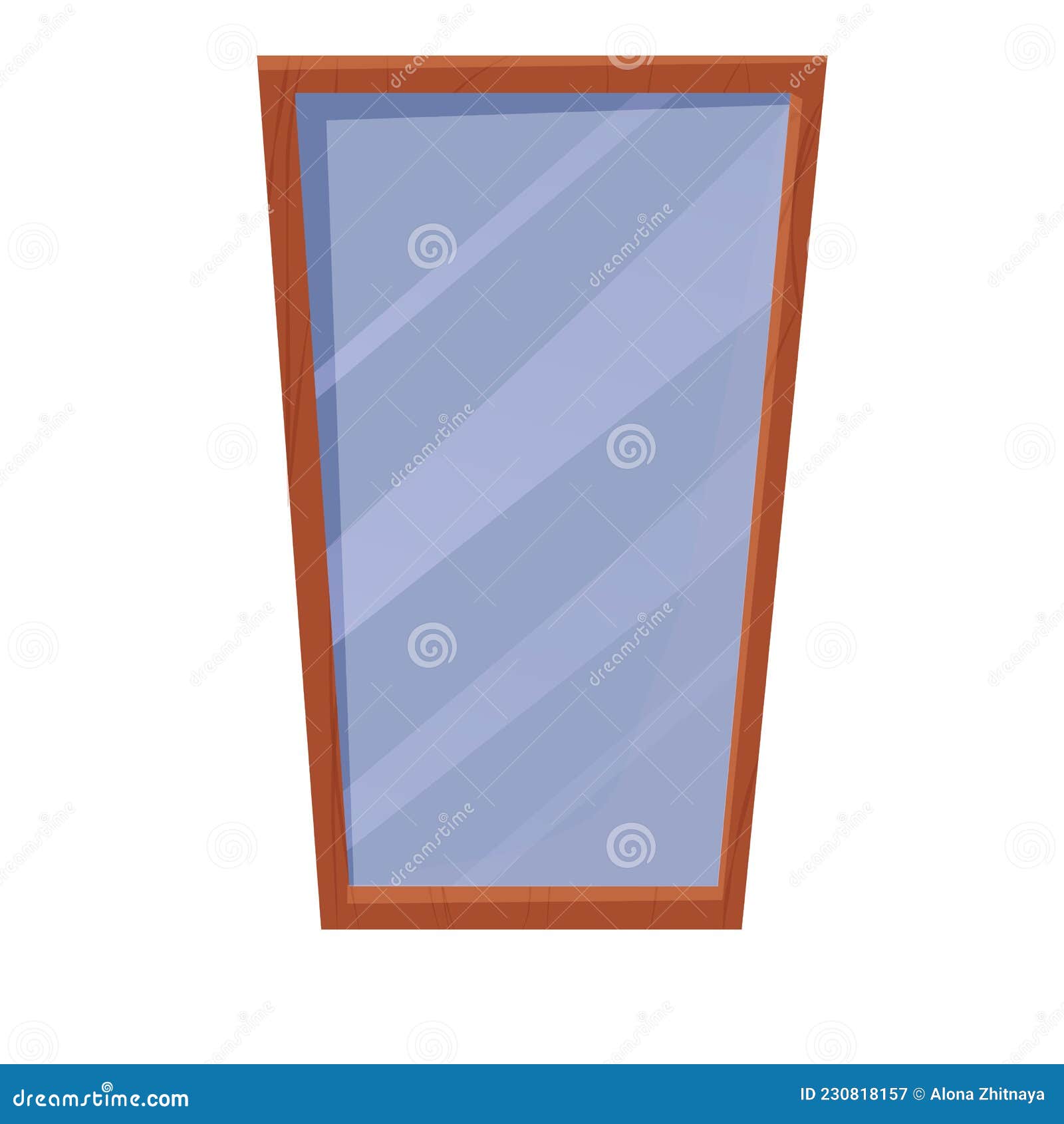 Wooden Frame with Mirror in Cartoon Style. Home Interior, Furniture ...