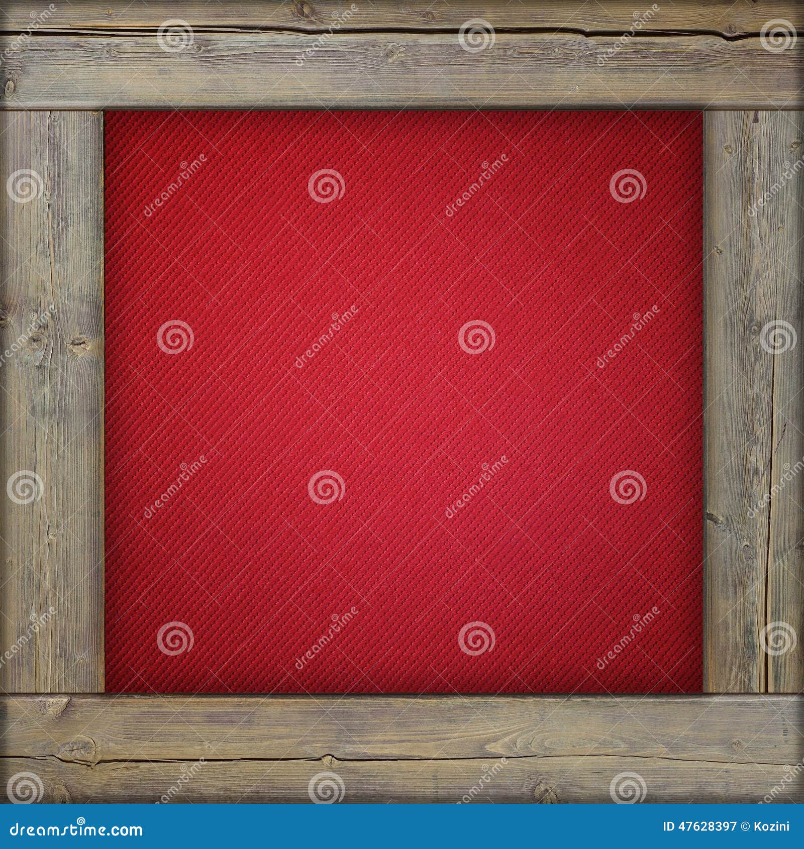 Wooden Frame with Red Canvas Stock Image - Image of retro, surface ...