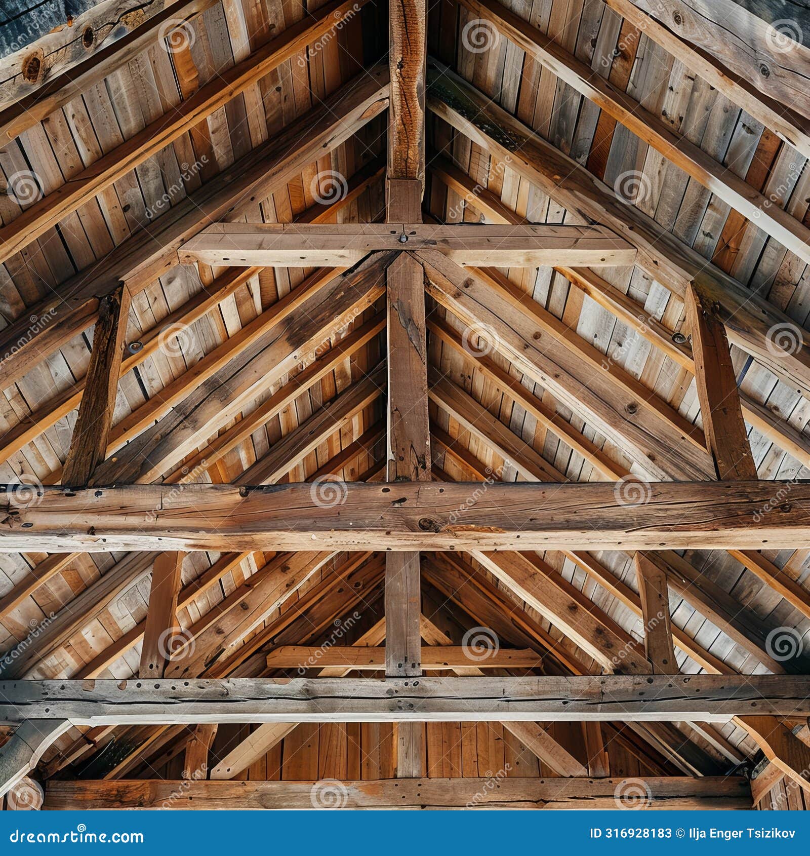 Wooden Frame Structure Featuring Truss, Posts, and Beams for ...