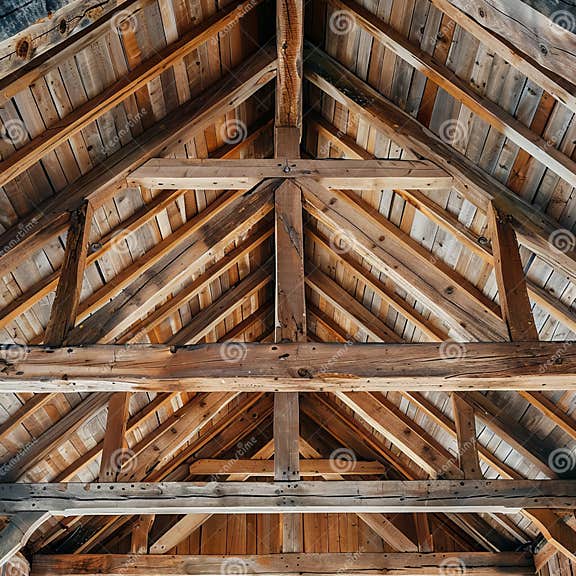 Wooden Frame Structure Featuring Truss, Posts, and Beams for ...