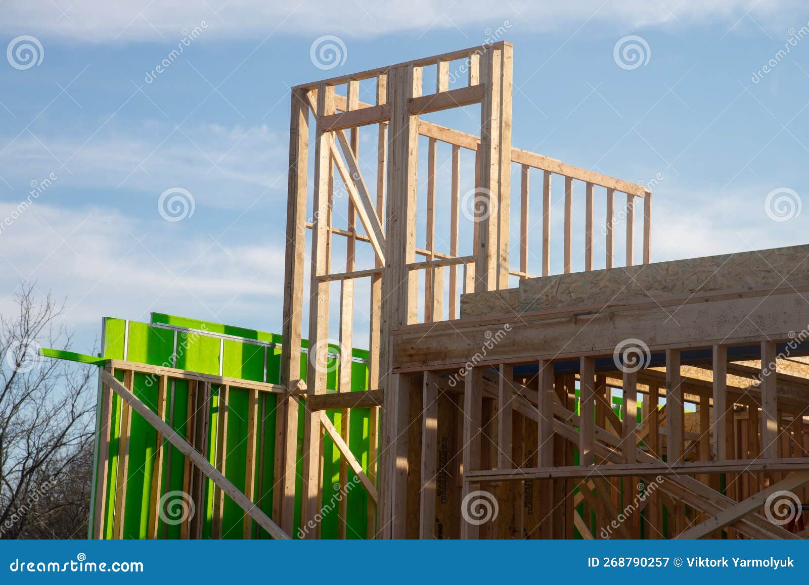 Wooden Frame Structure House Building on a New Development Framing of ...