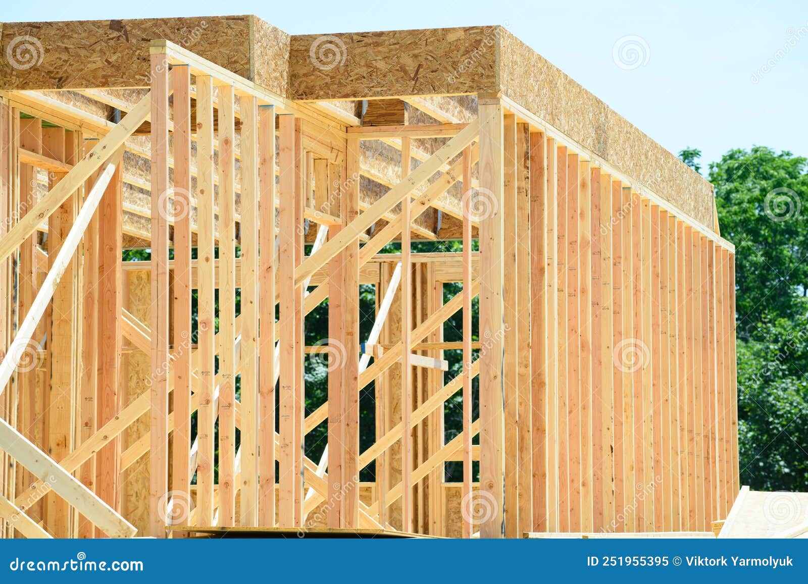 Wooden Frame Structure House Building on a New Development Framing of ...