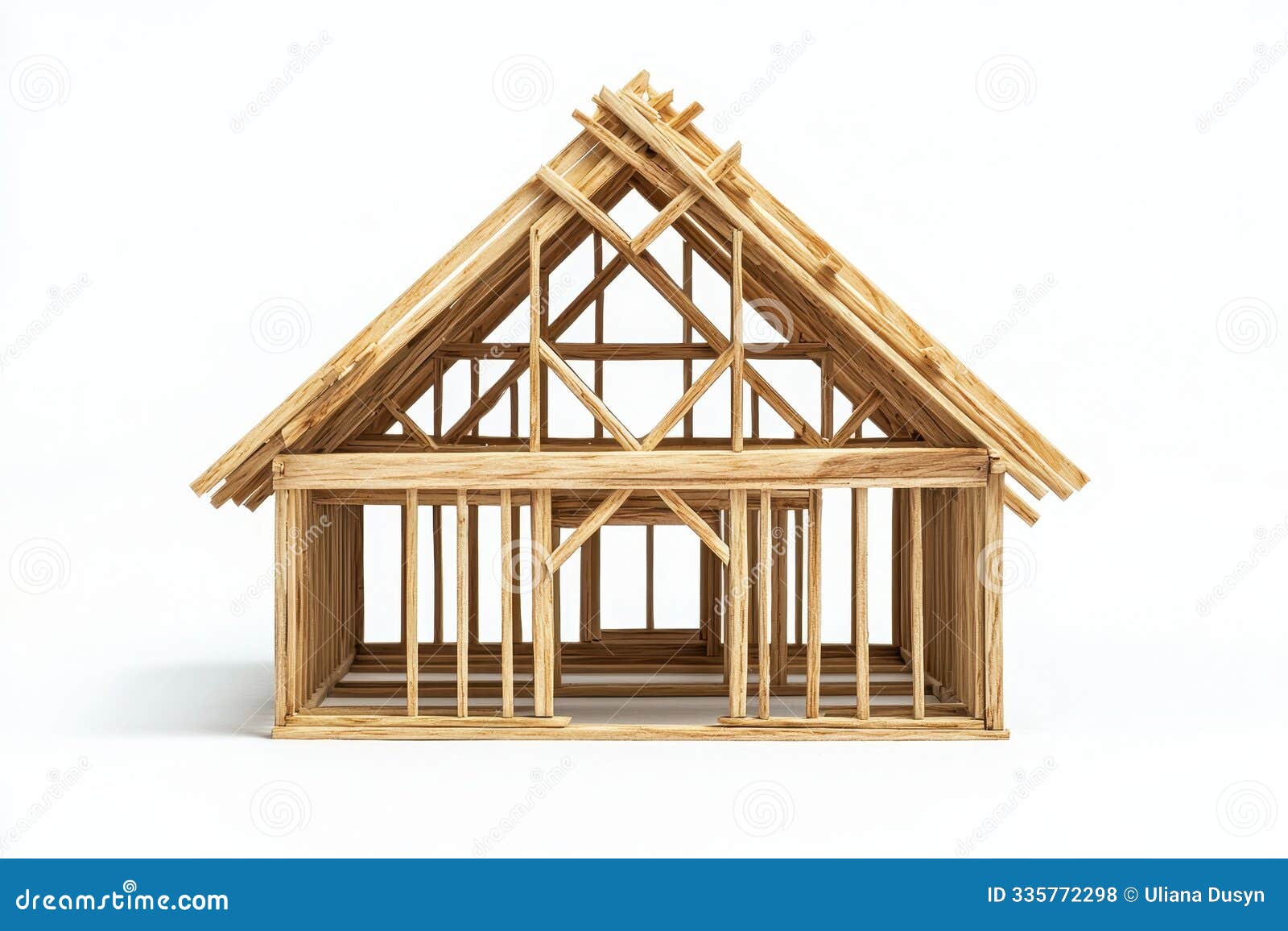 A Wooden Frame Structure of a House Stock Photo - Image of process ...