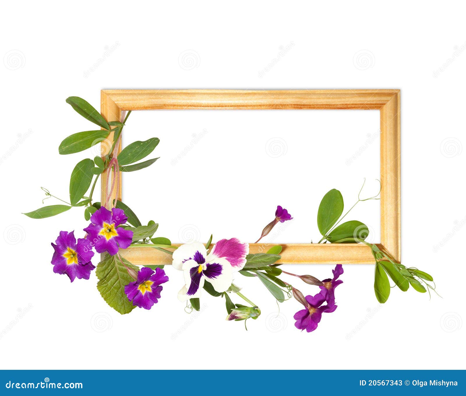 Wooden Frame with Summer Flowers Stock Image - Image of bloom, beauty ...