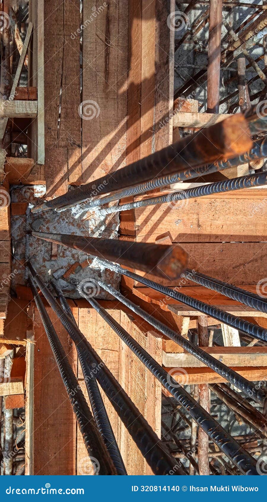 Wooden Frame Supporting the Beam Structure Under Construction Stock ...