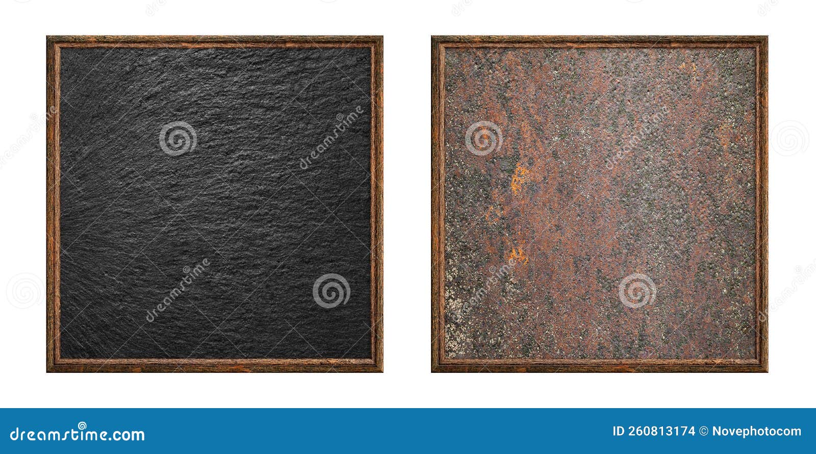 Wooden Frame. Two Blank Square Frames with Rust and Stone Creative ... Wooden Frame. Two Blank Square Frames with Rust and Stone Creative ...