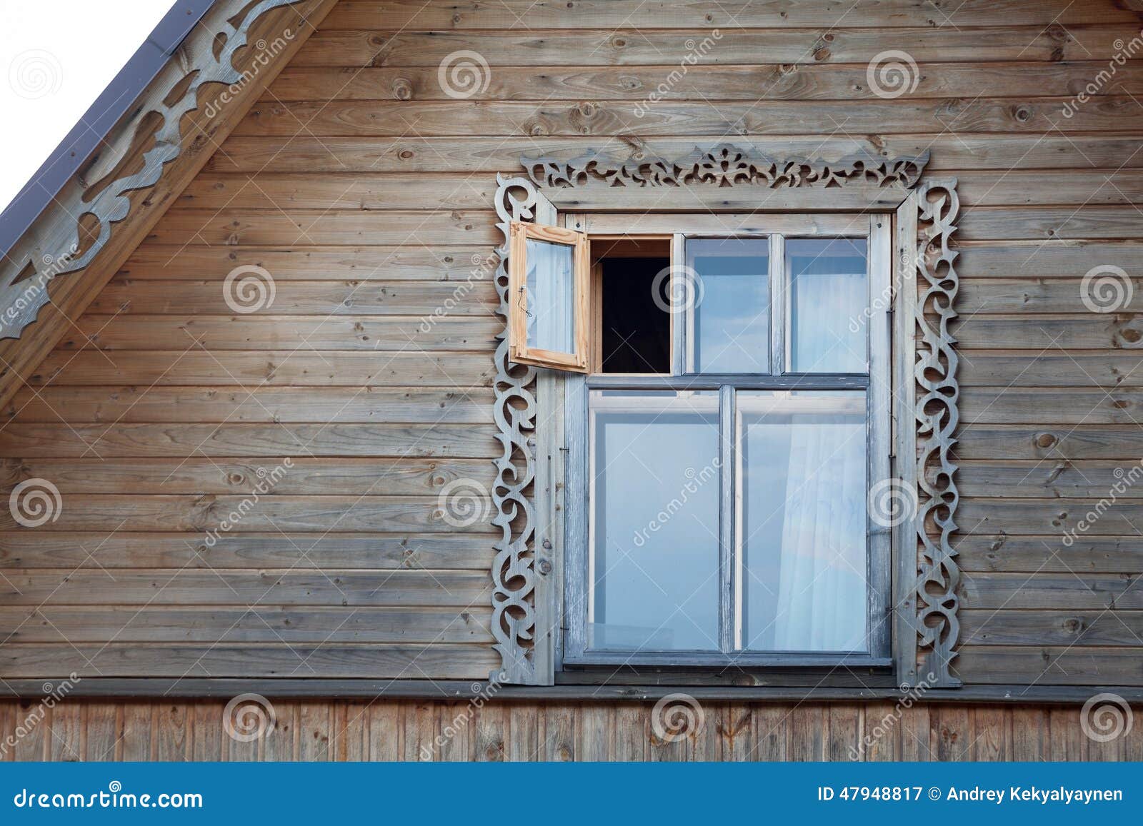 Wooden Frame Window in the Roof Ridge Stock Image - Image of concept ...