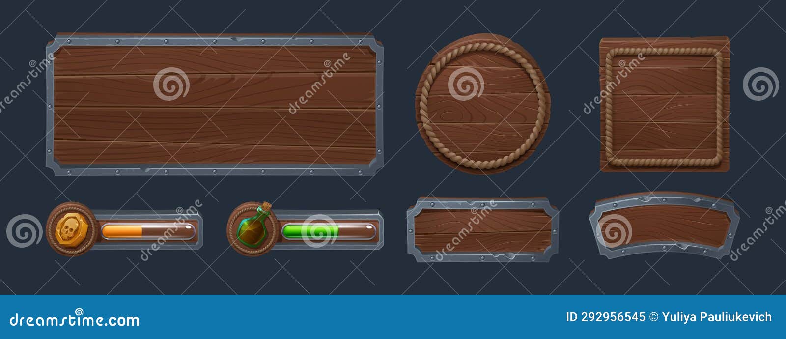Wooden Frames and Boards for Game Ui Design. Stock Vector ...