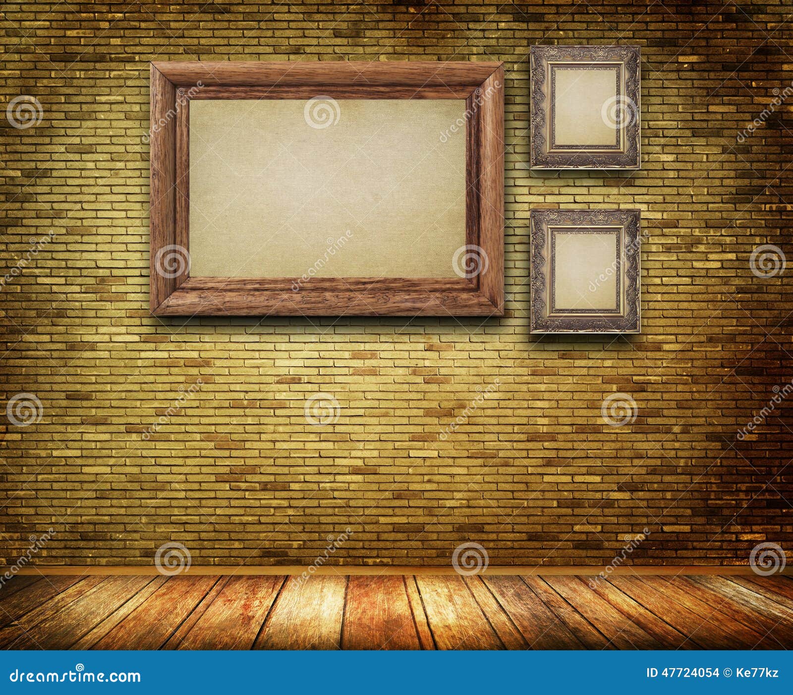 Wooden Frames on Bricks Wall. Stock Illustration - Illustration of ...