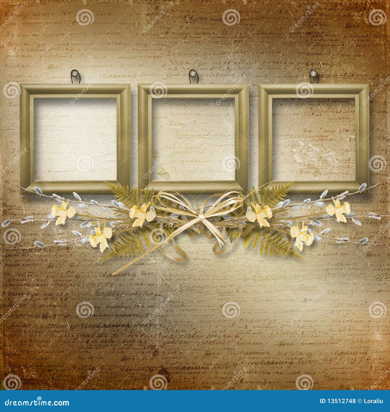 Wooden Frames with Bunch of Willow Stock Photo - Image of bunch ...