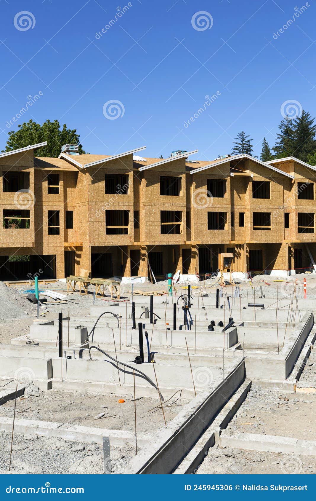 House Apartment Construction Site Stock Photo - Image of home ...