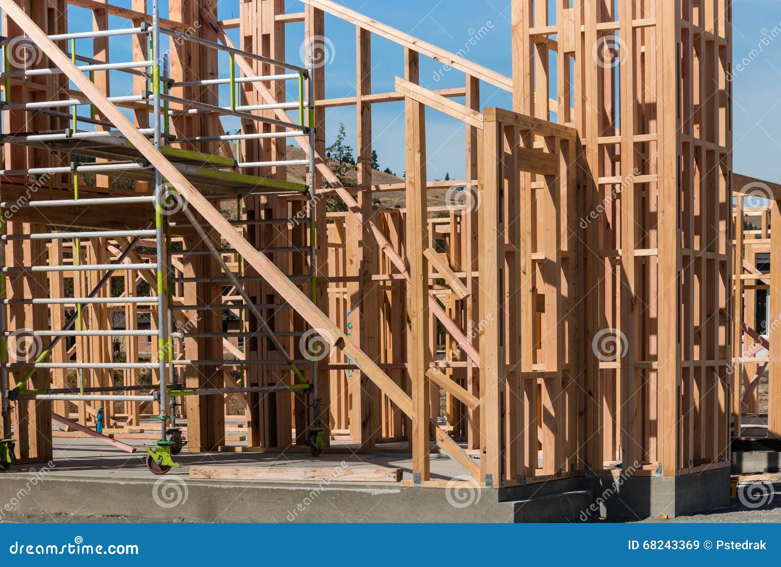 Wooden Frames on House Construction Stock Image - Image of build ...