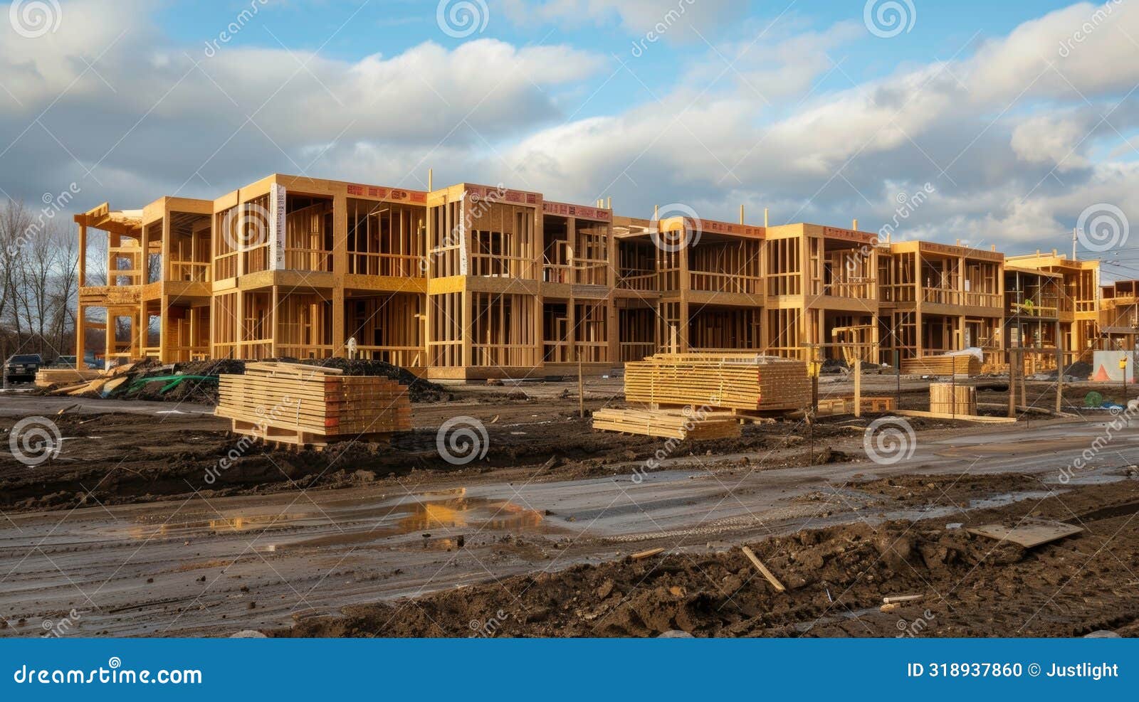 Wooden Frames Stand Tall Outlining the Shape of What Will Soon Be a ...