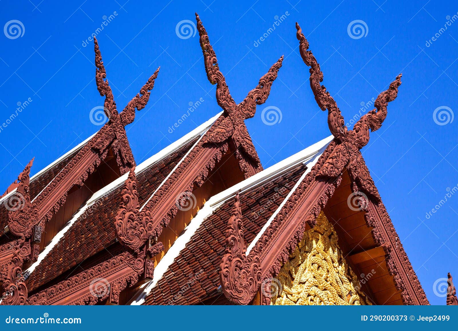 Wooden Gable Patterns in Temples. Stock Image - Image of wall, ancient ...
