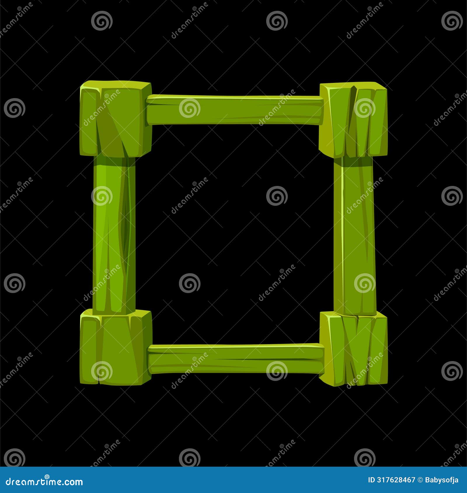 Wooden Game Frame or Border. Green Plank and Panel for 2D Game ...