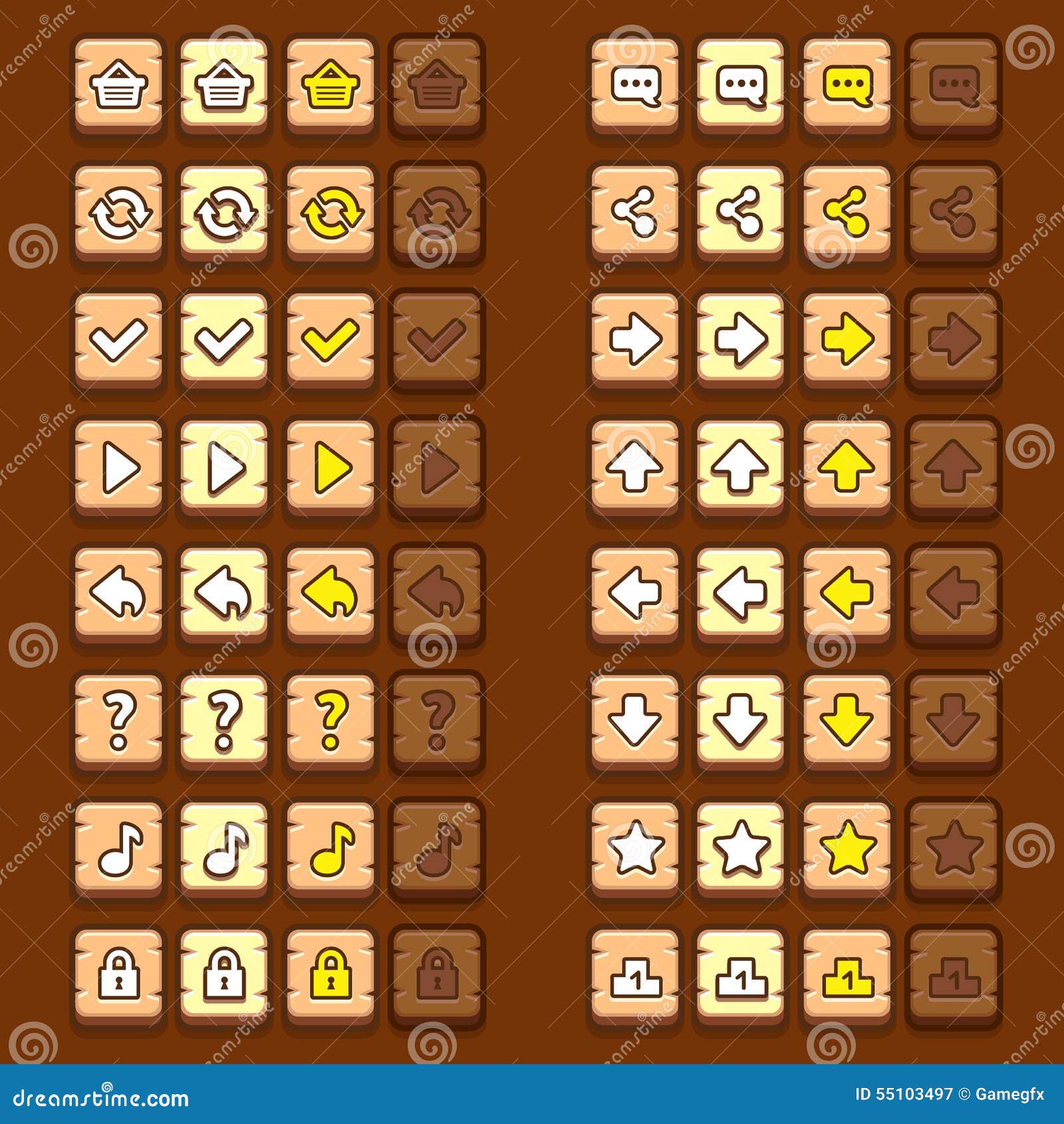 Wooden Game Icons Buttons Icons, Interface, Ui Cartoon Vector ... Wooden Game Icons Buttons Icons, Interface, Ui Cartoon Vector ...
