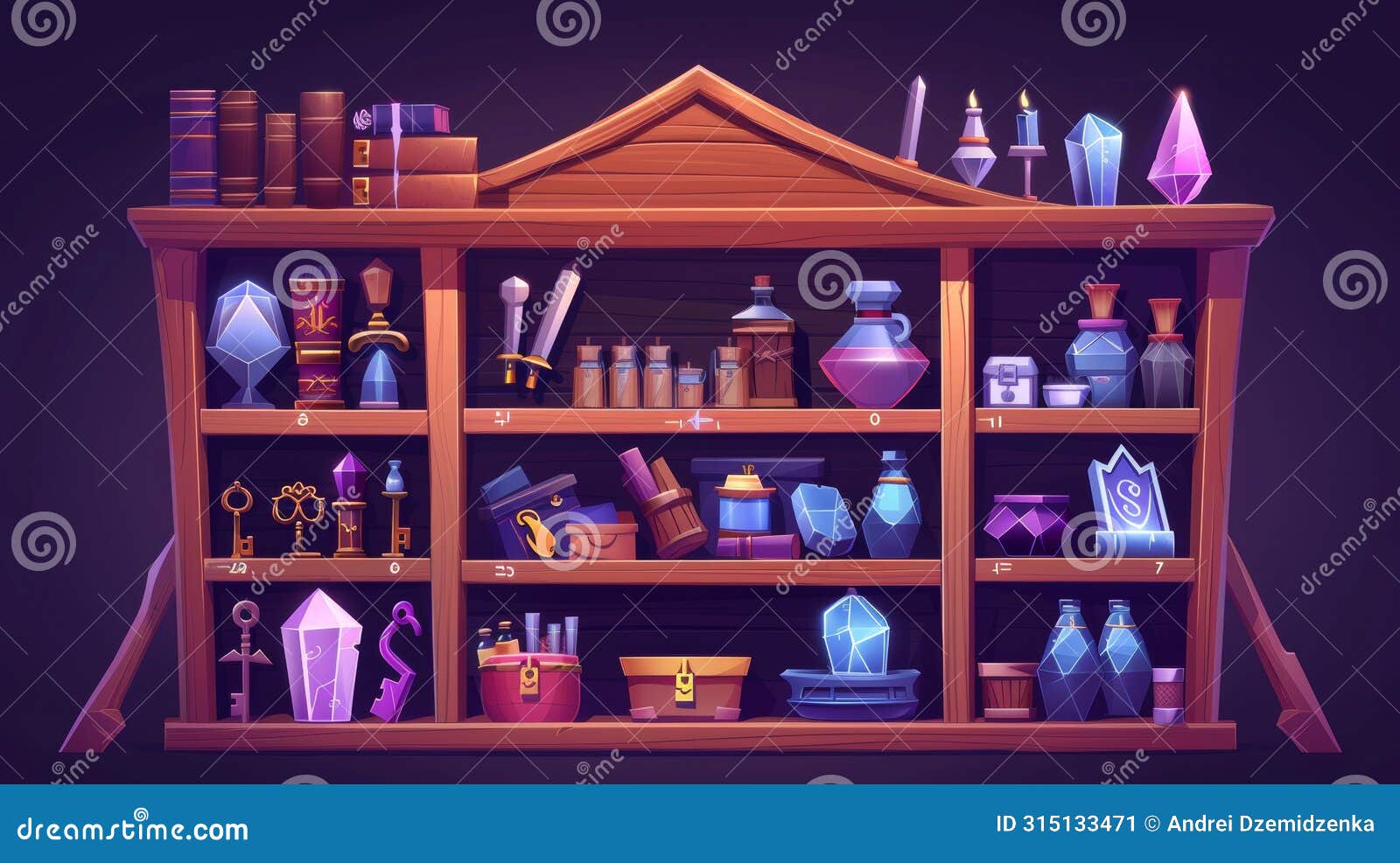 A Wooden Game Shop User Interface with Button Frames. a Wooden Store ...