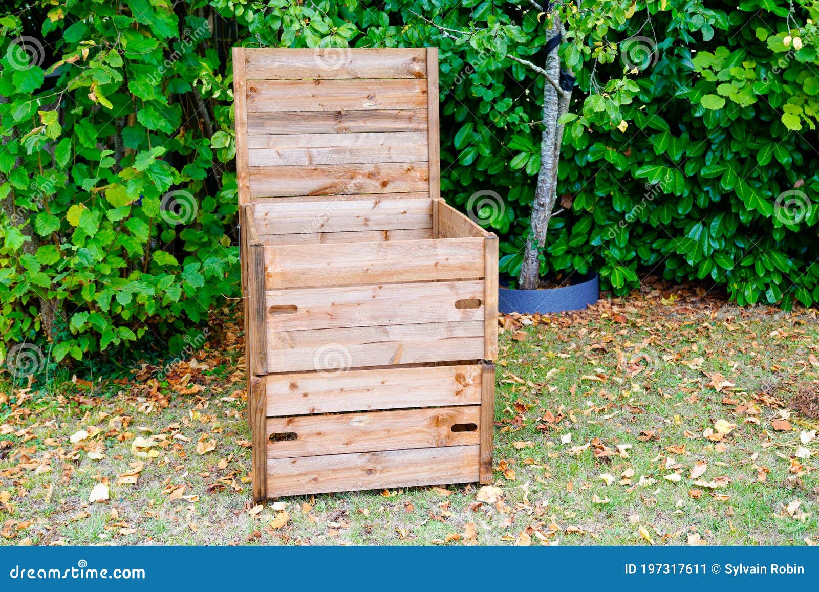 Wooden Garden Compost Bin with Organic Material Stock Image - Image of ...