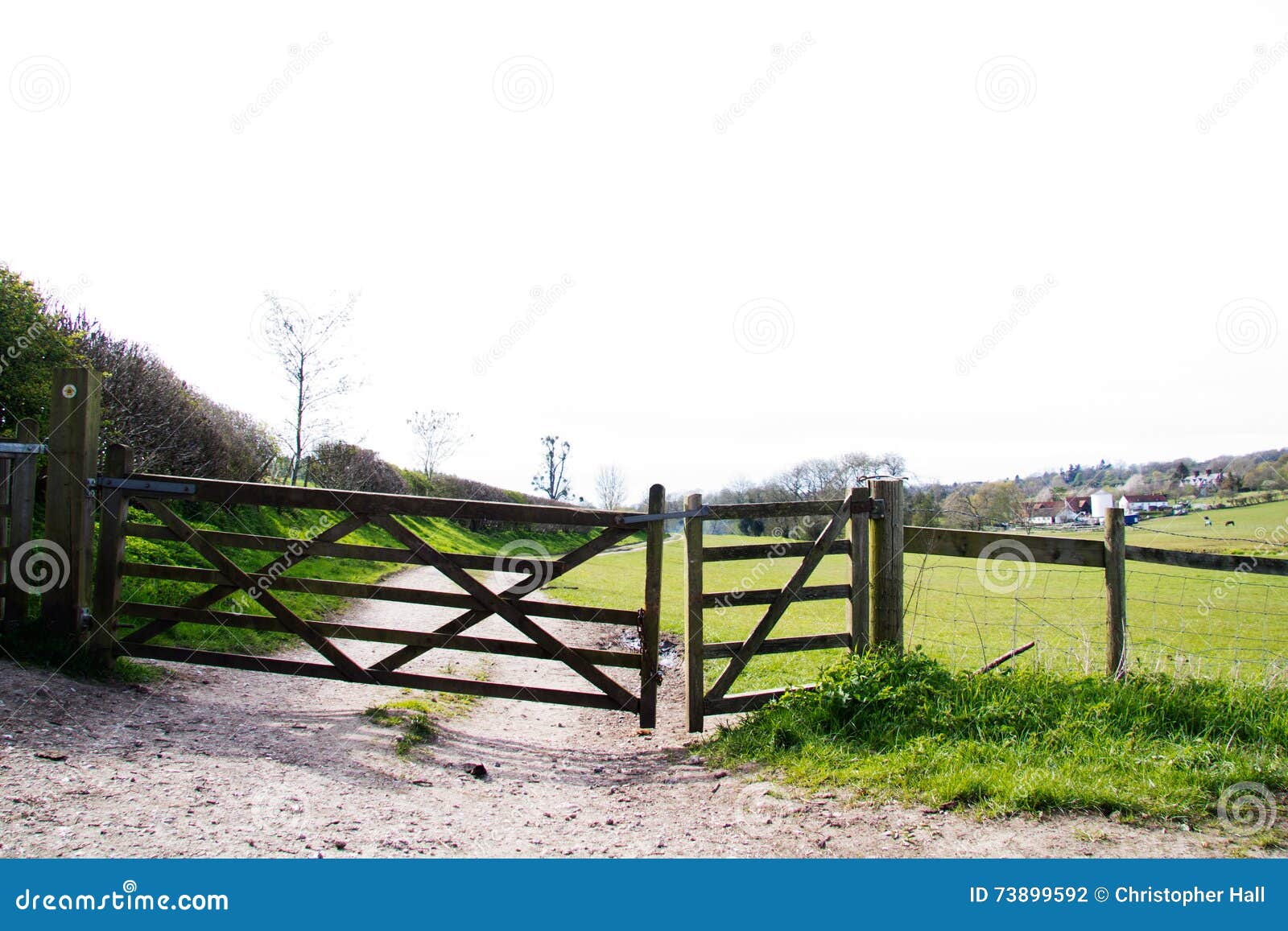 Wooden Gate Across a Path in the Countryside Stock Photo - Image of ...