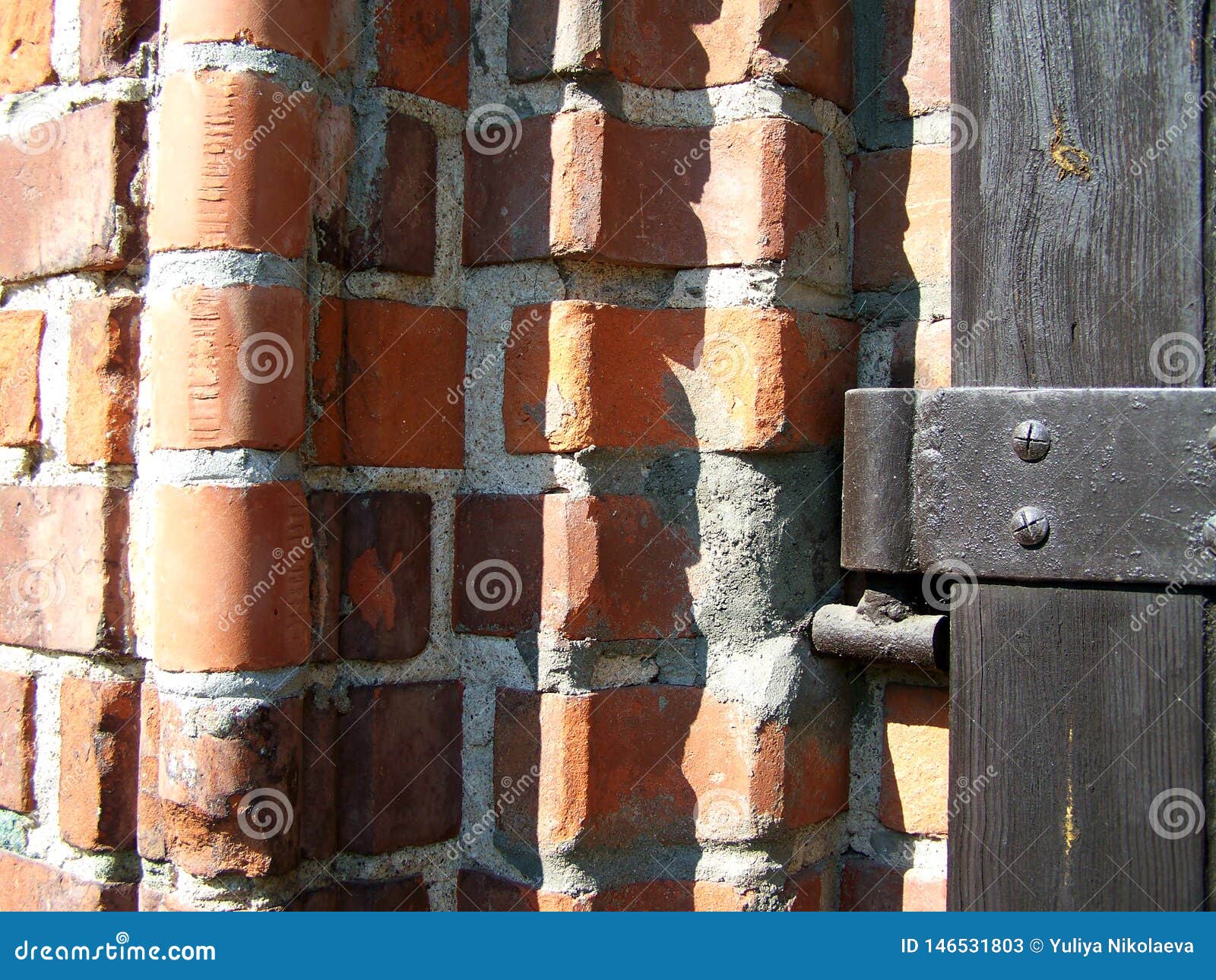 Wooden Gate Brick Wall Architectural Composition. the Photo Stock Image ...