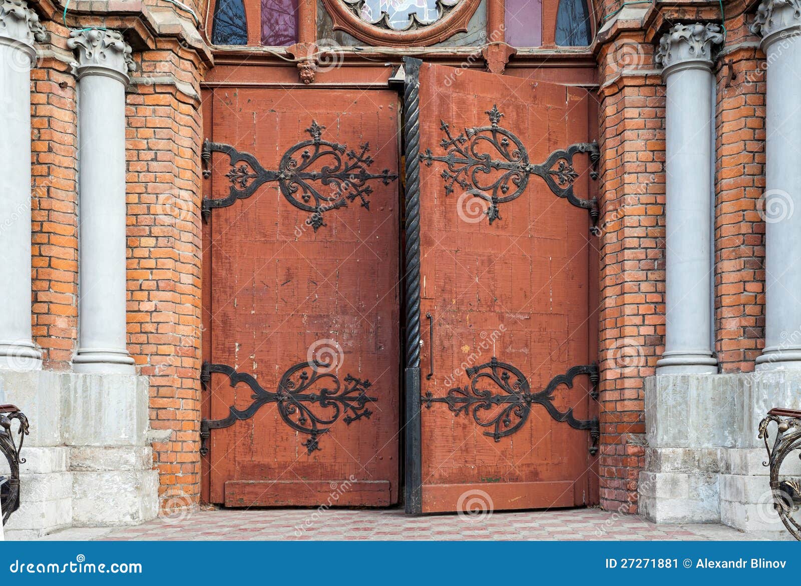Wooden Gate in Catholic Church Stock Image - Image of exterior ...