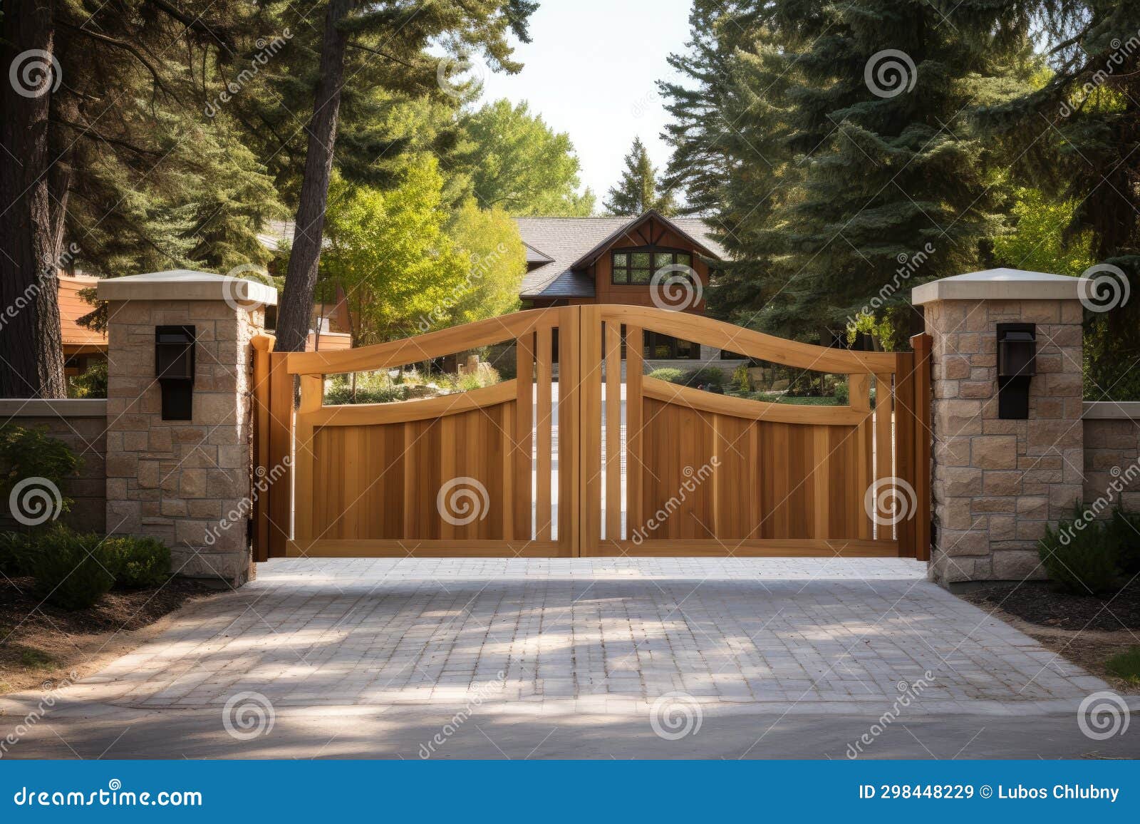Wooden Gate And Driveway Of Private Home Royalty-Free Stock Photo ...