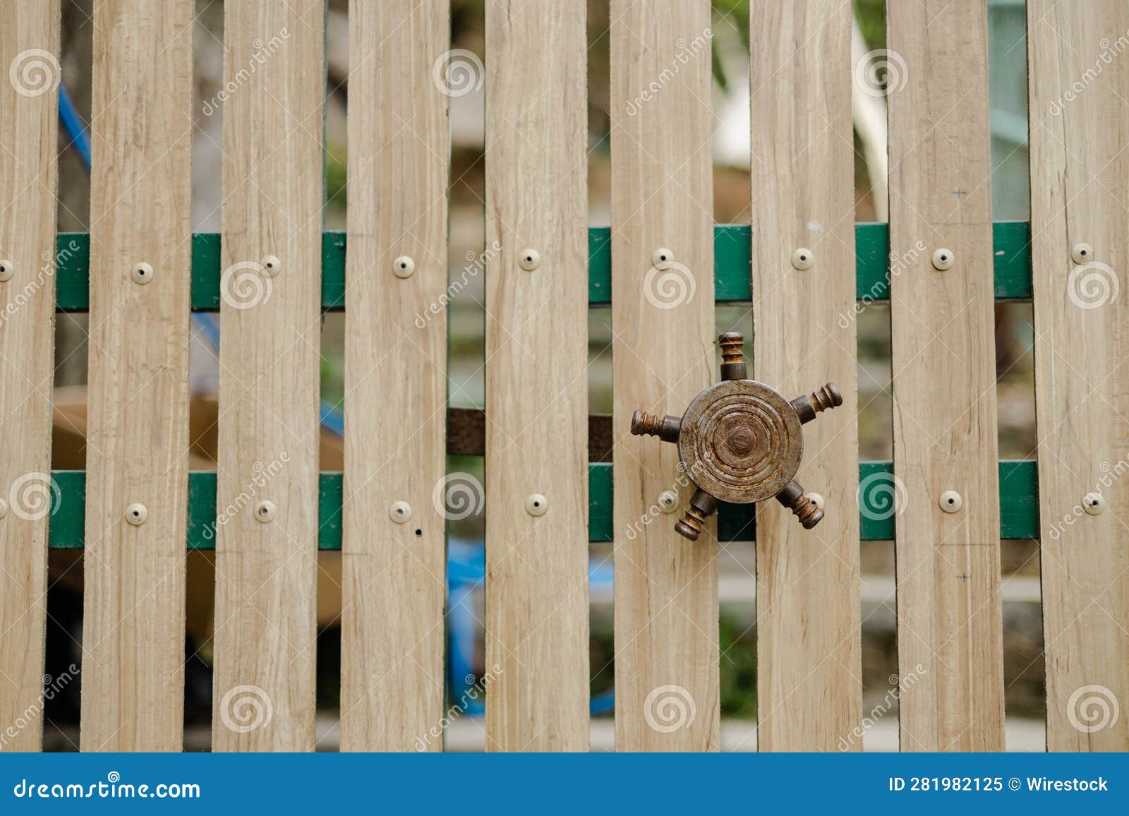 A Wooden Gate with an Open Top, Handle and a Latch Stock Image - Image ...