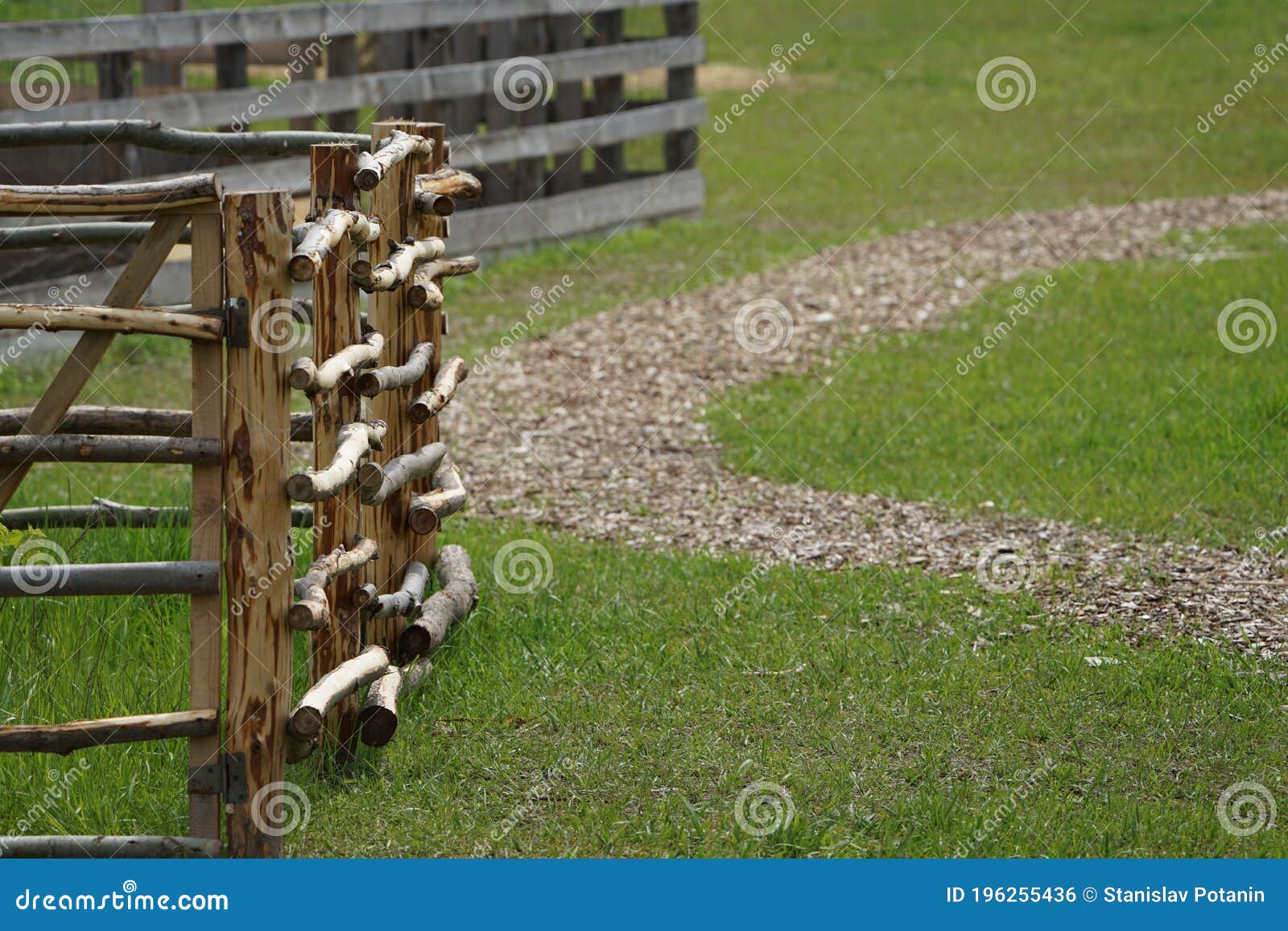 Wooden Gate with a Wicker Fence in the Yard Stock Photo - Image of ...