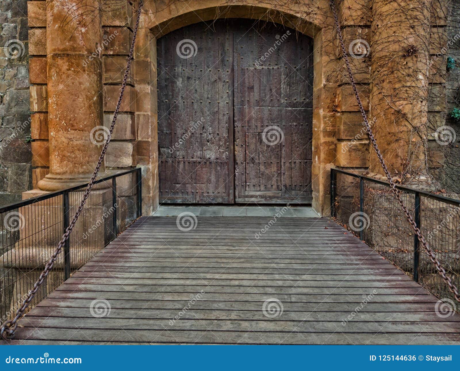Wooden Gates of the Stone Fortress Stock Photo - Image of gate ...