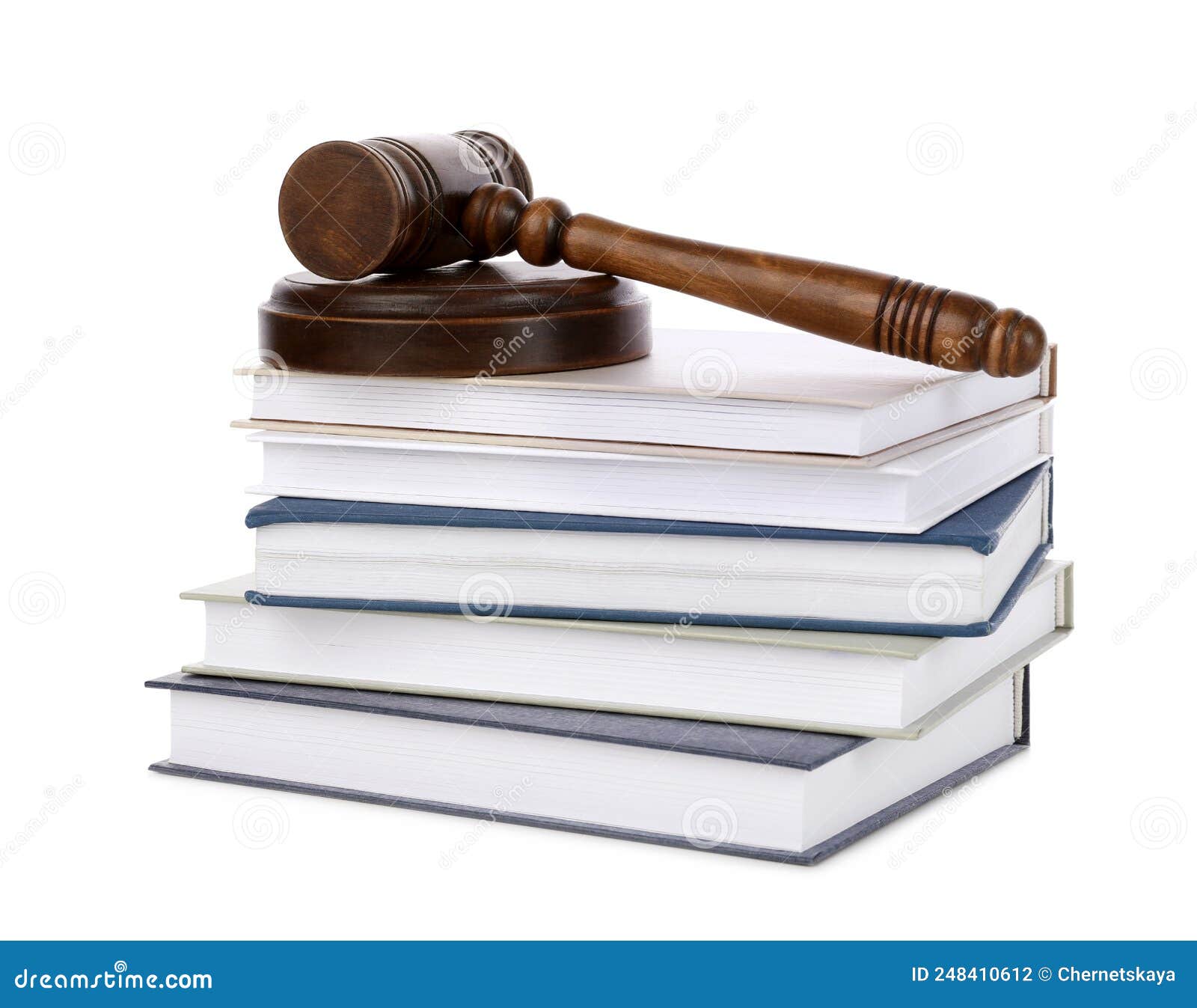 Wooden Gavel and Stack of Books on White Background Stock Photo - Image ...