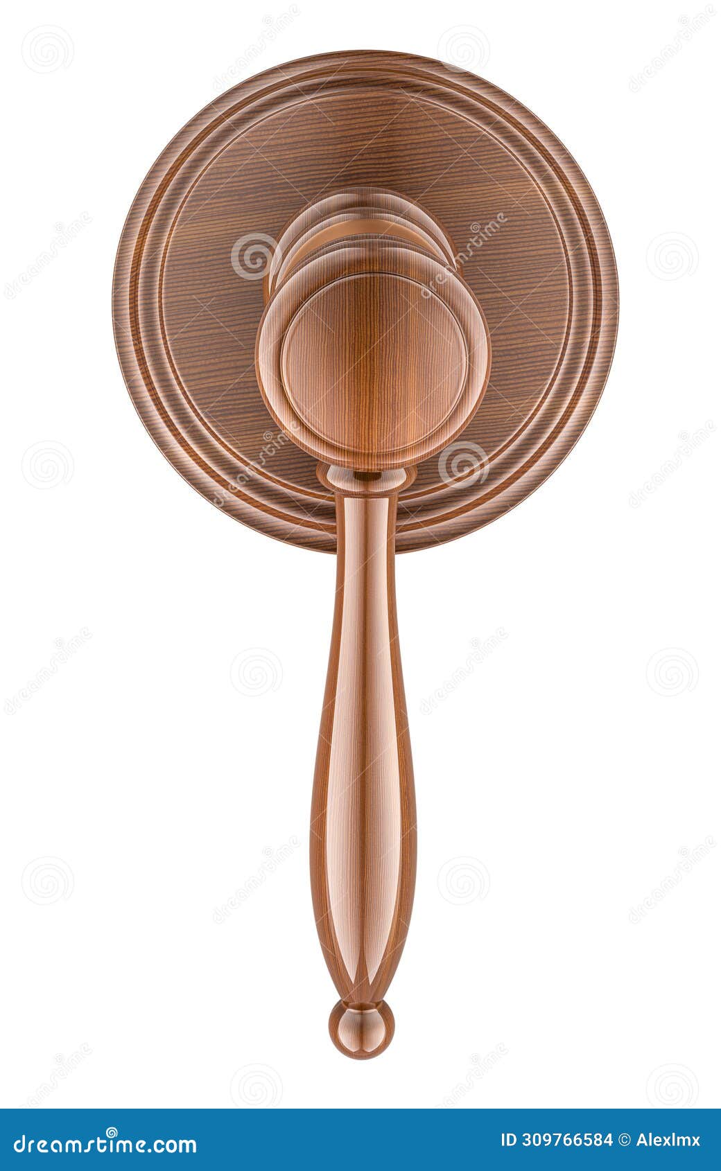 Wooden Gavel, Top View. 3D Rendering Stock Illustration - Illustration ...