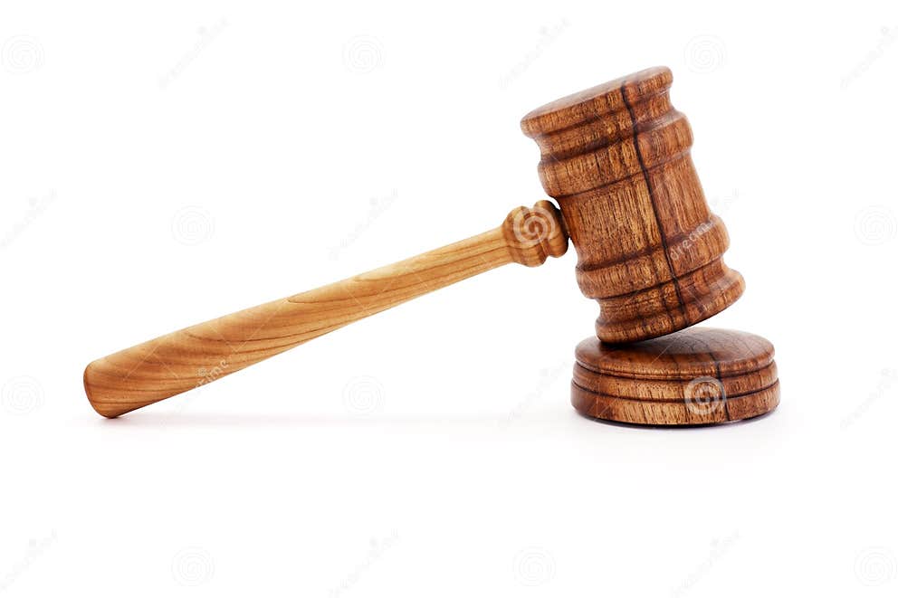 Wooden gavel on white stock photo. Image of gavel, symbol - 22374036
