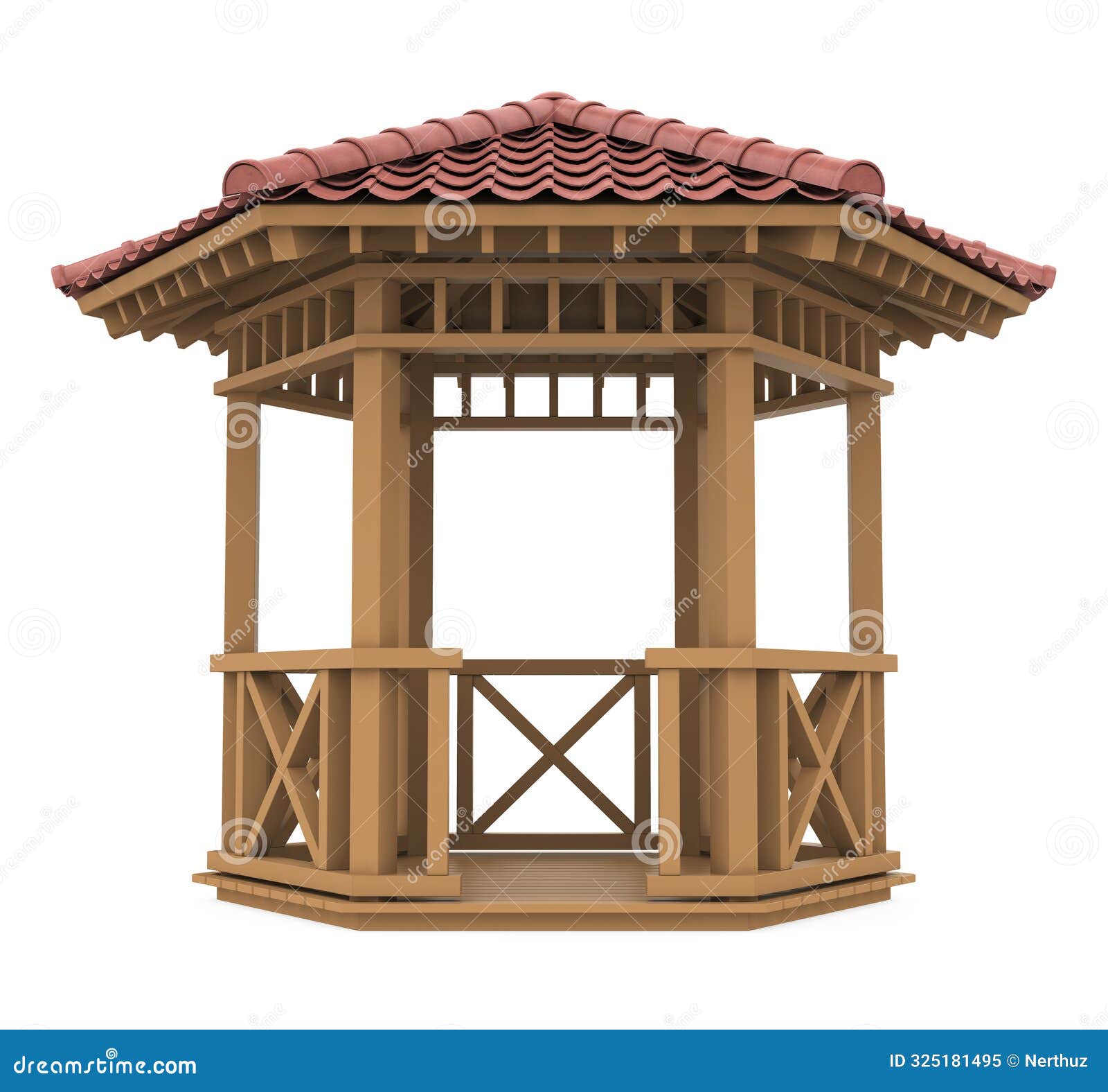 A Wooden Gazebo With A Triangular Roof, Designed For Outdoor Relaxation ...
