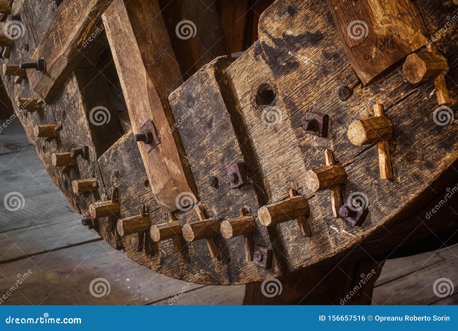 Wooden Gears of a Historic Windmill Stock Photo - Image of circular ...
