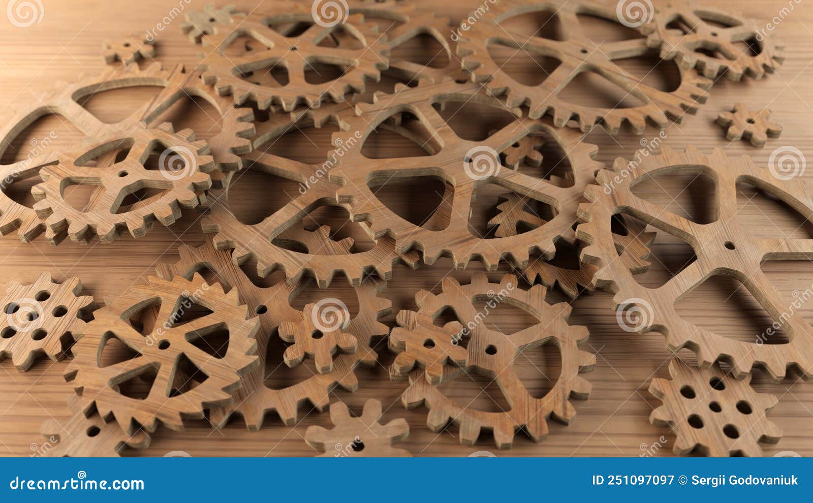 Wooden Gears On Wood Grain Texture Background Royalty-Free Stock Image ...
