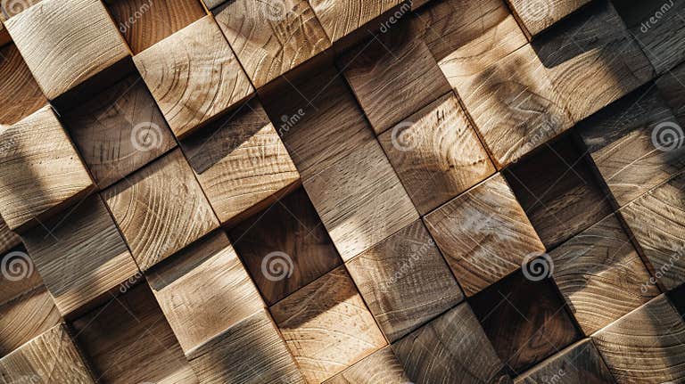 Wooden Geometric Pattern with 3d Cubes, Abstract Composition. Texture ...