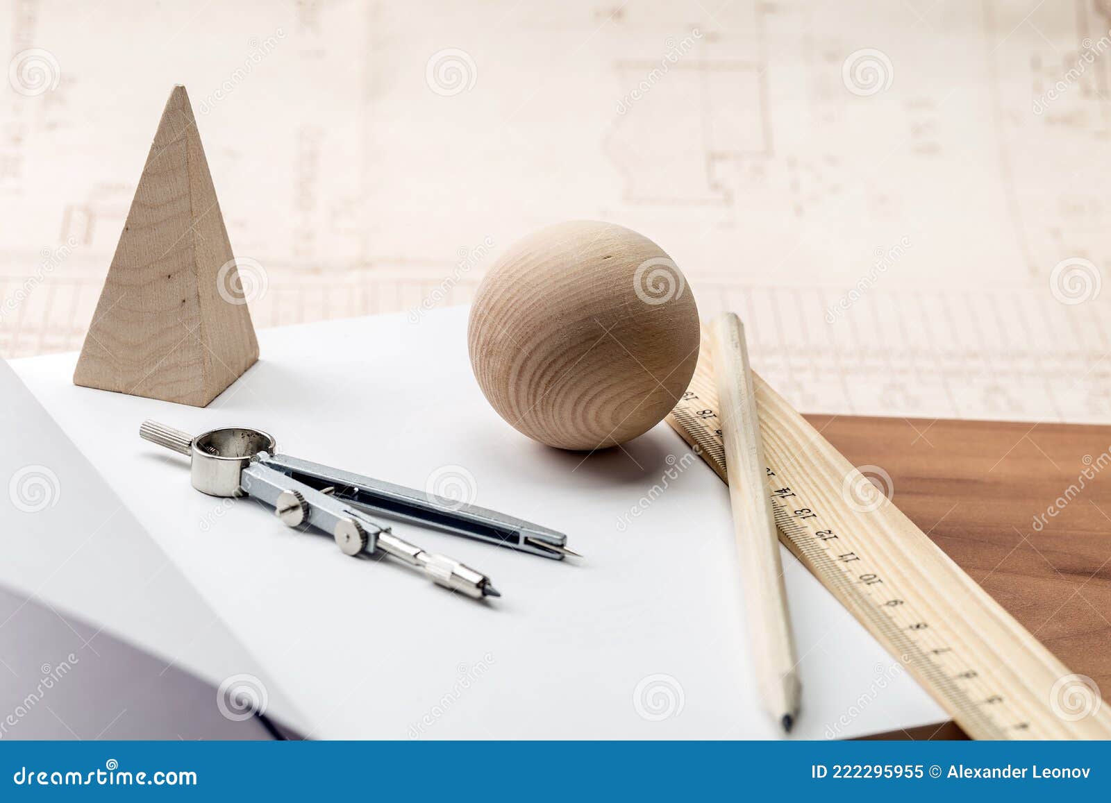 Wooden geometric shapes stock image. Image of construct - 222295955